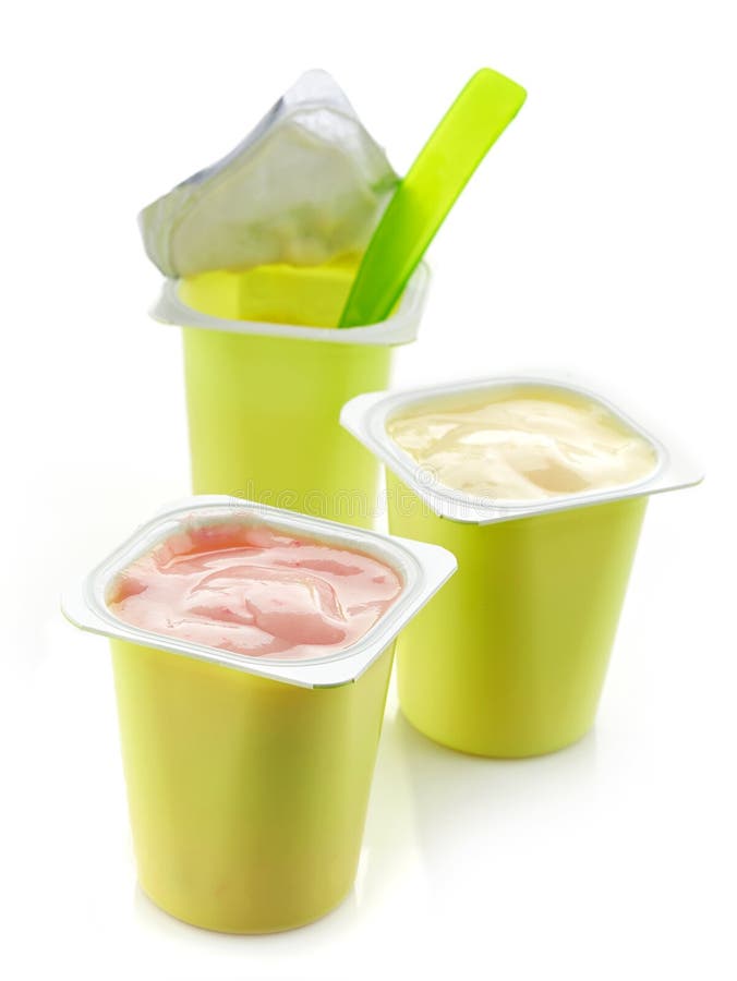 Kids yogurt pot with spoon stock image. Image of fresh - 14751063