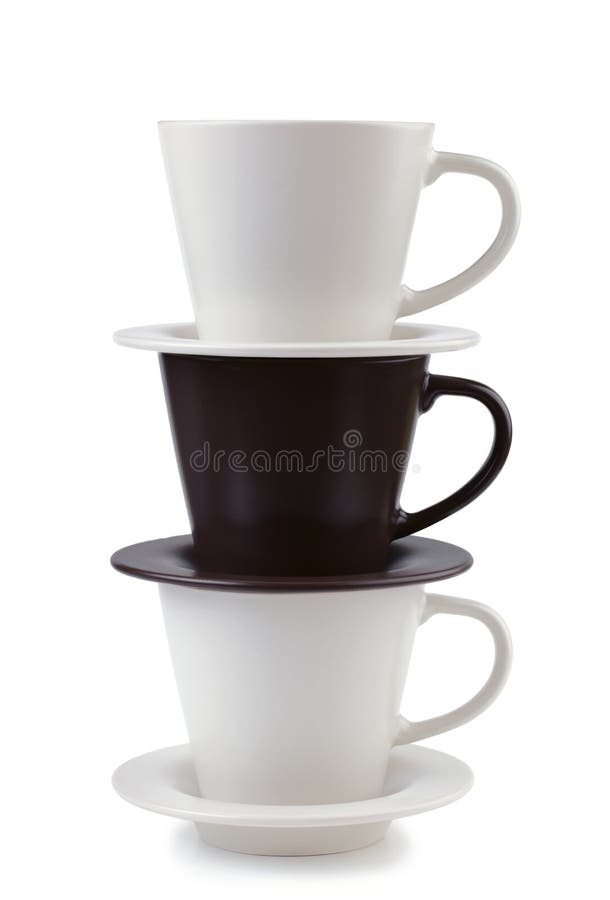 Three Plates and Coffee Cups Stacked Together Stock Photo - Image of ...