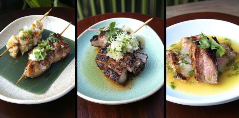 Three Plates Delicious Grilled Meat, a Culinary Delight Experience with ...