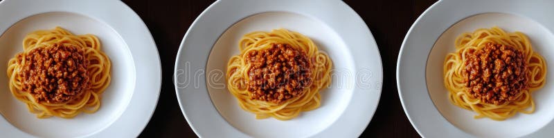 Three Plates of Spaghetti with Tomato Sauce Stock Image - Image of ...