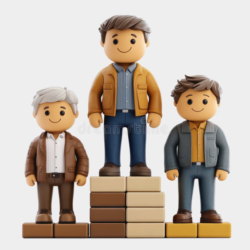 Playful 3D Characters Standing on Colorful Blocks Representing Teamwork ...