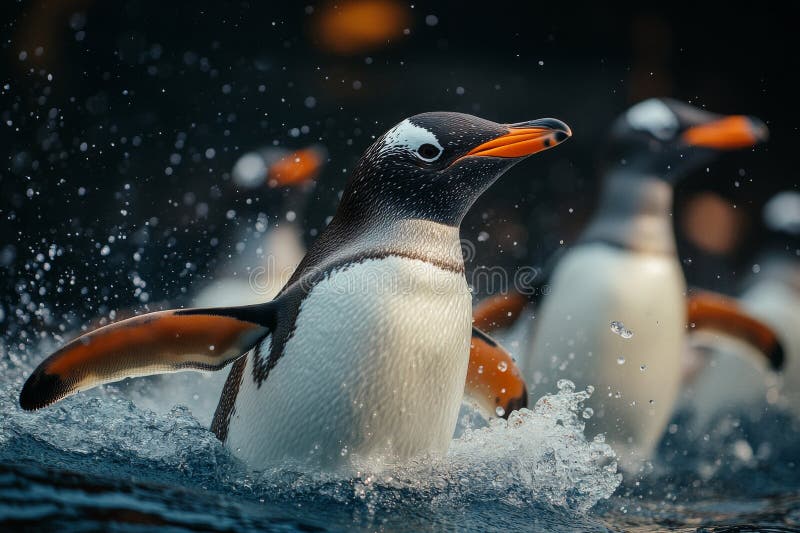 Penguins Swimming Joyfully in Clear Water at an Aquarium during ...