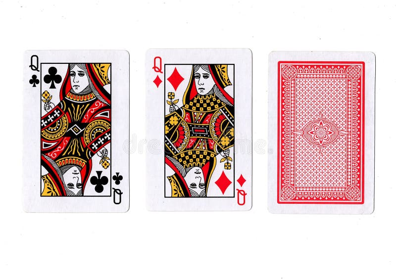 Three Playing Cards with a Pair of Queens Revealed. Stock Illustration ...
