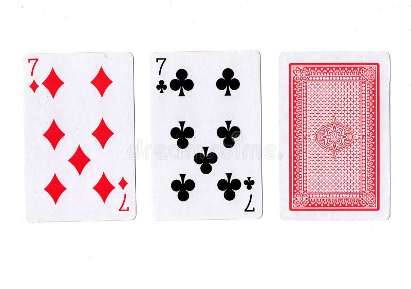 Three Playing Cards with a Pair of Sevens Revealed. Stock Illustration ...