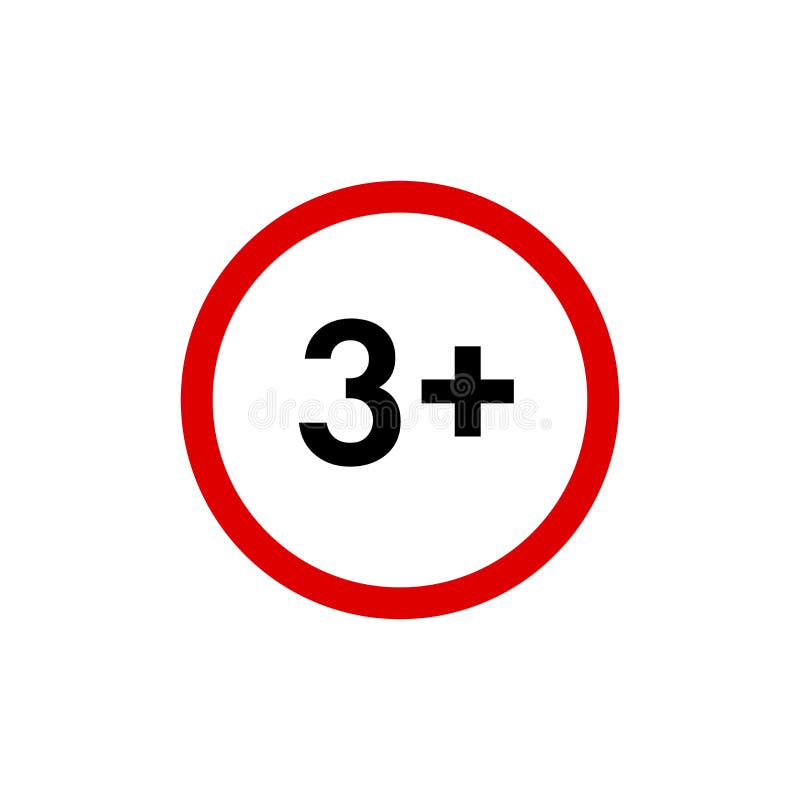 Three Plus Icon, Under 3 Years Old Prohibition Sign Stock Vector ...