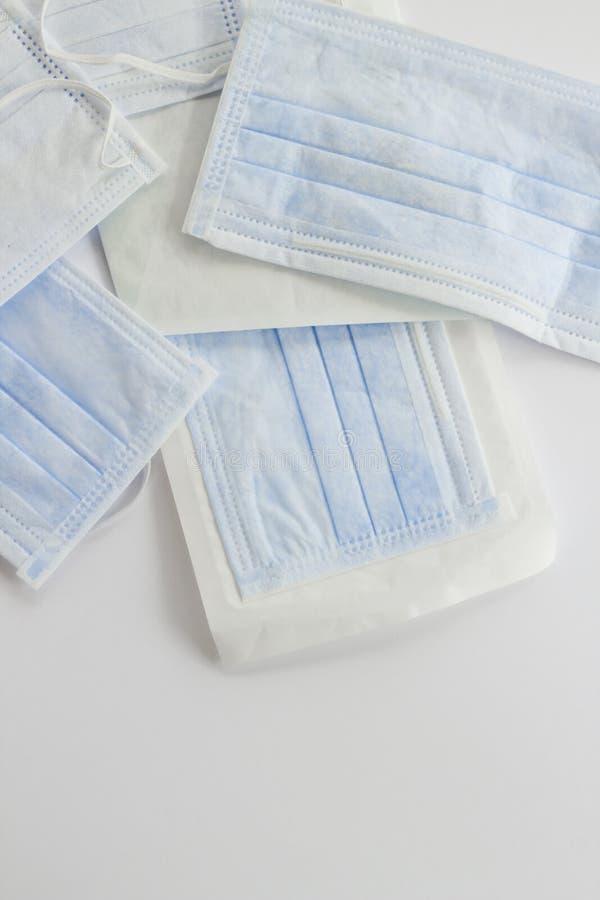 Three Ply Structure,single Use Hygenic Face Mask on White Stock Photo ...