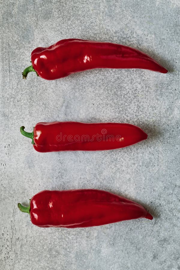 Three Pods of Red Peppers in Close-up Stock Image - Image of diet ...