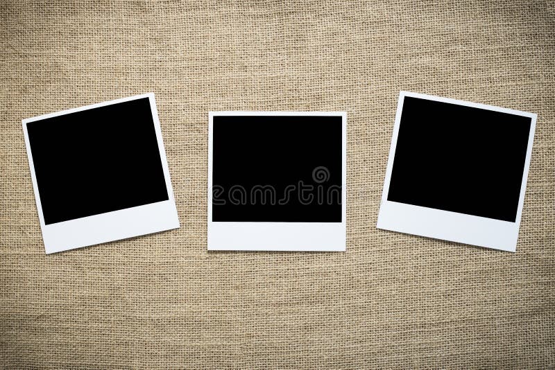 Three Polaroid Photos on Sackcloth Stock Photo - Image of hessian ...