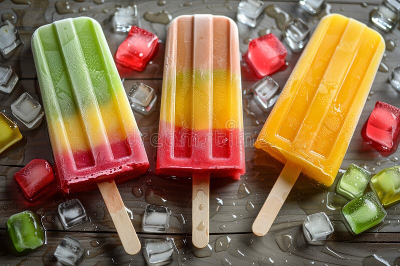 Three Popsicles with Different Colors Stock Photo - Image of summer ...