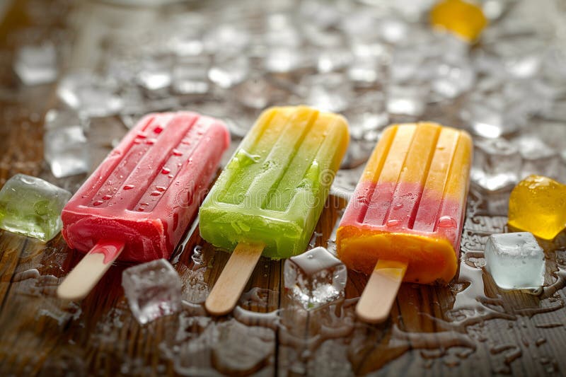 Three Popsicles with Different Colors Stock Image - Image of delicious ...