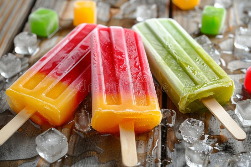 Three Popsicles with Different Colors Stock Photo - Image of cream ...