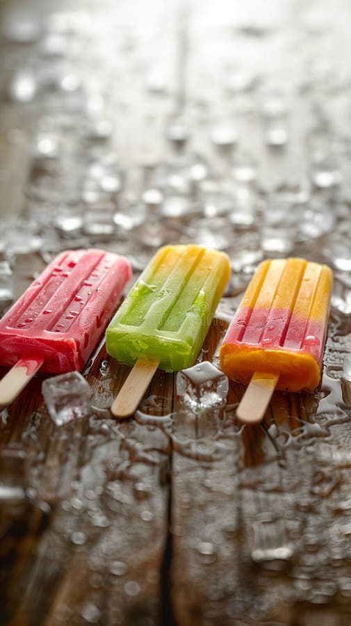 Three Popsicles with Different Colors Stock Image - Image of food ...