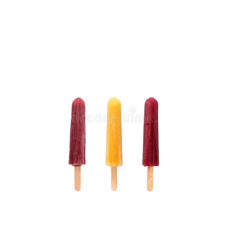 Three Popsicles on White Background Stock Image - Image of treat ...