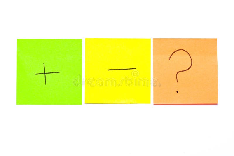 Three Post Its on White Background with Different Symbols Stock Image ...