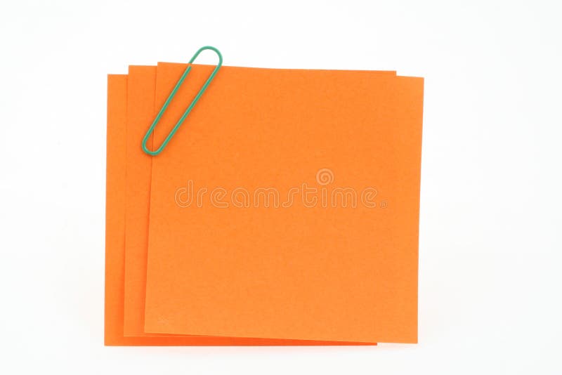 Three Post-it Notes with Green Paperclip Stock Photo - Image of ...