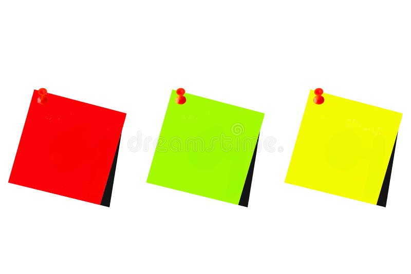Three Post it Red, Green and Yellow with White Background Stock ...