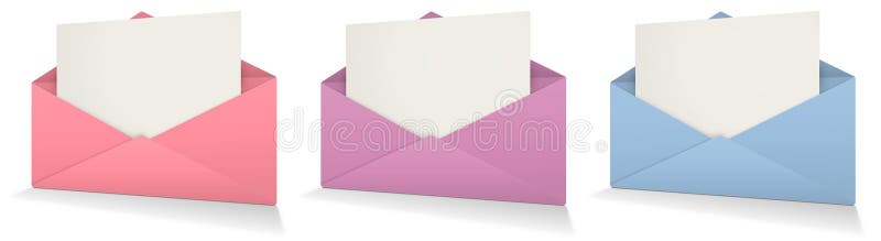 Three Postal Envelope Blank Template Color for Presentation Layouts and ...