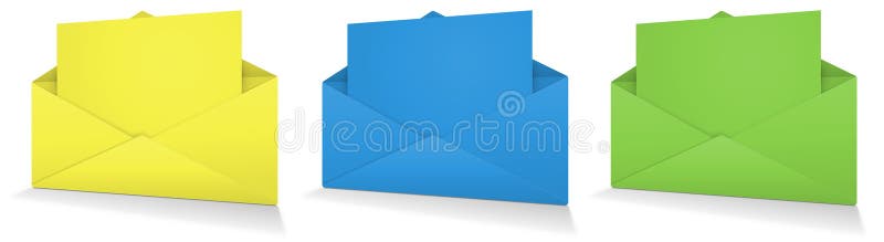 Three Postal Envelope Blank Template Color for Presentation Layouts and ...