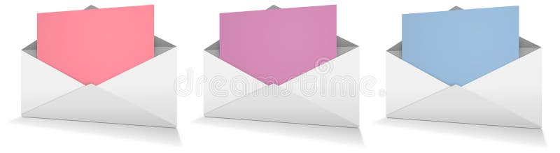 Three Postal Envelope Blank Template Color for Presentation Layouts and ...