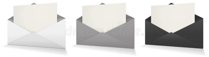 Three Postal Envelope Blank Template White, Grey and Black for ...