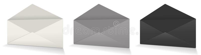 Three Postal Envelope Blank Template White, Grey and Black for ...