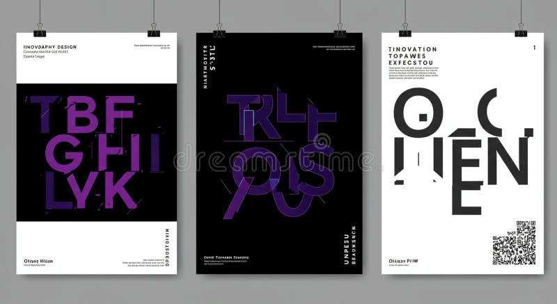 Three Posters are Displayed Side by Side, Each Showcasing Abstract ...