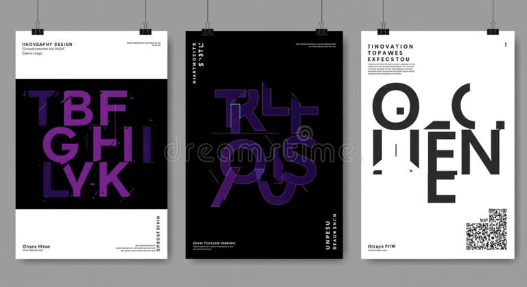 Three Posters are Displayed Side by Side, Each Showcasing Abstract ...