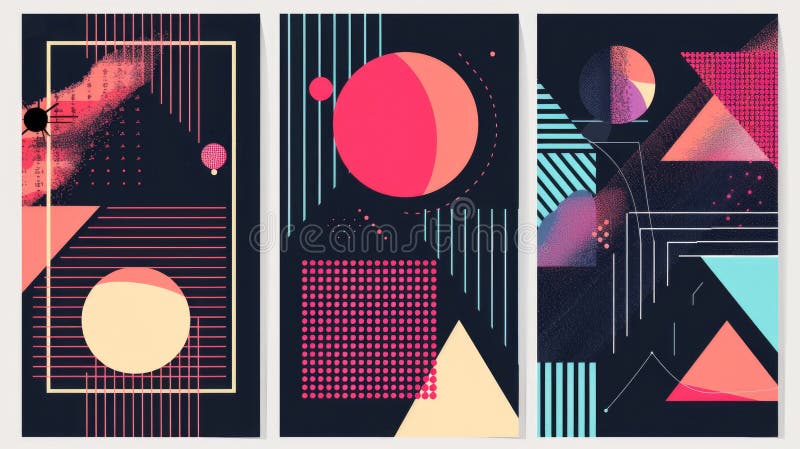 Three Posters with Geometric Shapes, Great for Design and Art Concepts ...