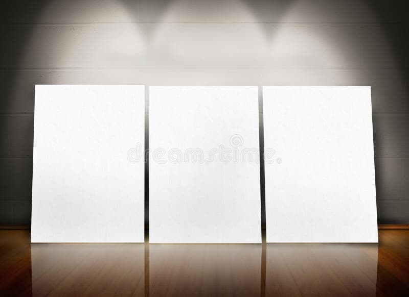 Three Posters Standing in Line Stock Image - Image of wood, poster ...