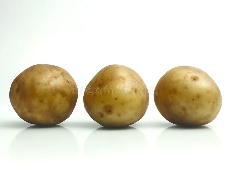 Three Potatoes, White Background, Close-up View Stock Illustration ...