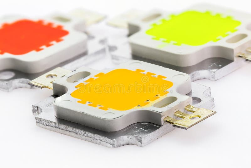 Three Powerful Color 10W LED Chips Stock Photo - Image of emitting ...