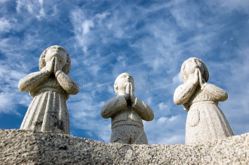 Three praying statues stock image. Image of jesus, father - 3042901