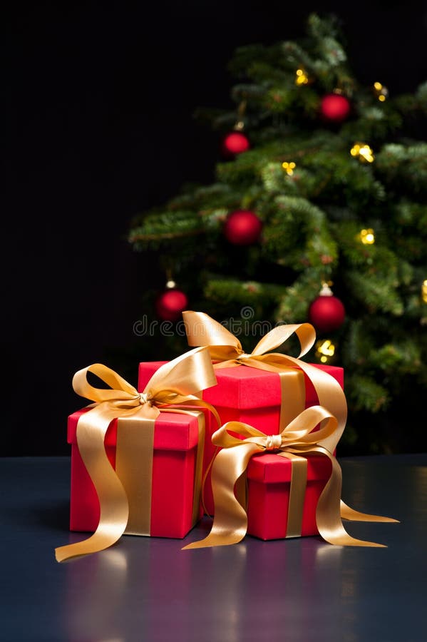 Three Presents in a Studio Setting Stock Image - Image of beautiful ...