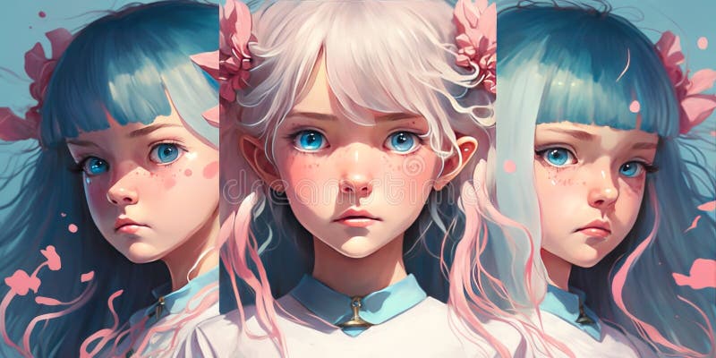 Three Pretty Girls in a One Frame Portrait Generative AI Stock ...