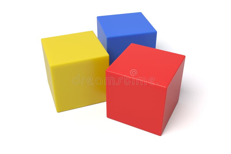 Three Primary Colored Cubes Casting Soft Shadows Stock Illustration ...