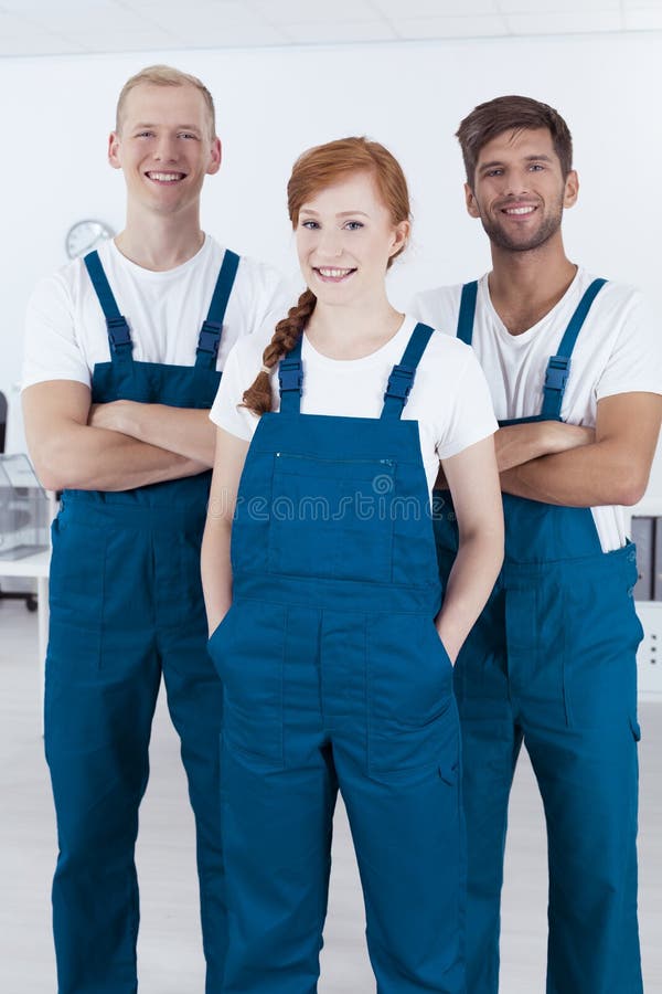 Three Professional Cleaners Stock Photo - Image of service, worker ...
