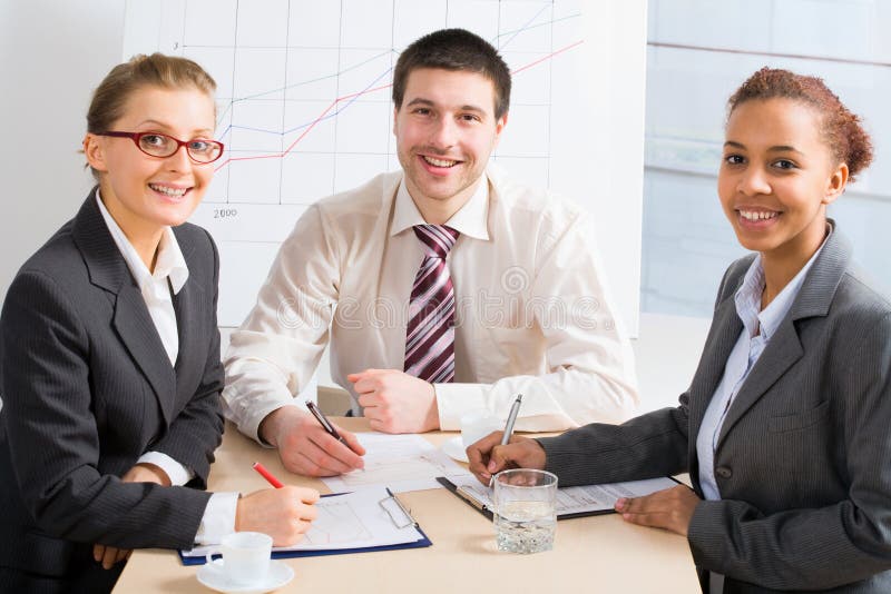 Three professionals stock image. Image of american, meeting - 13640193