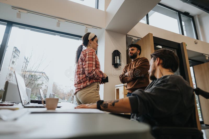 Casual Business Meeting in Bright Modern Office Environment. Stock ...