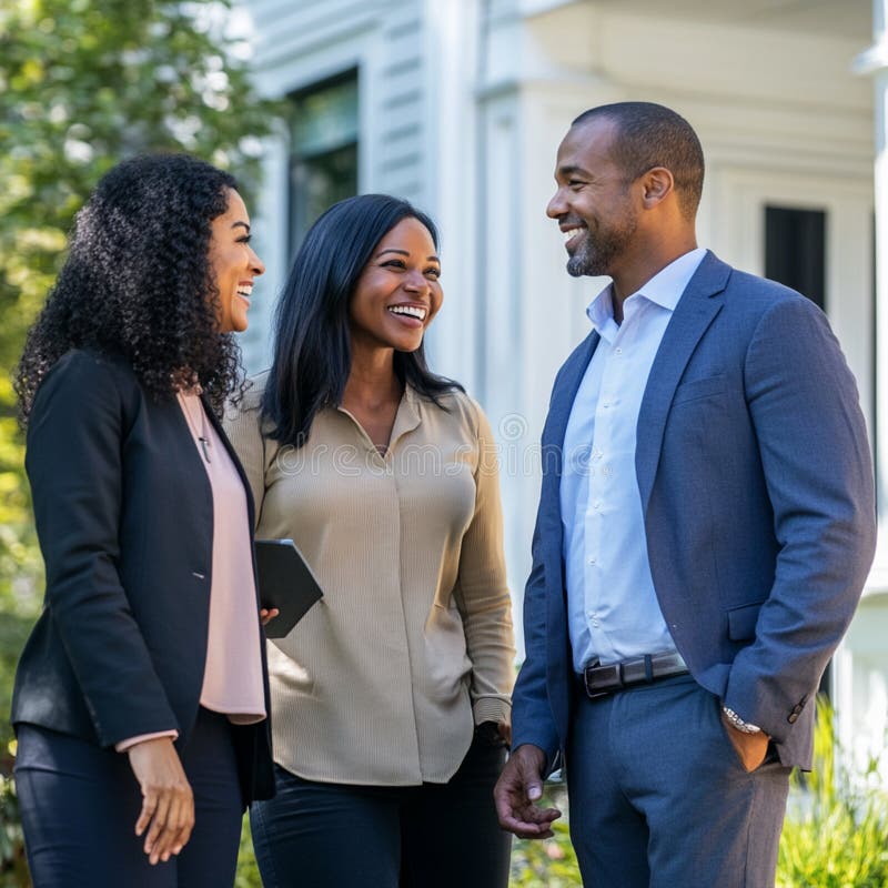Three Professionals Enjoying a Conversation Outdoors. Stock ...