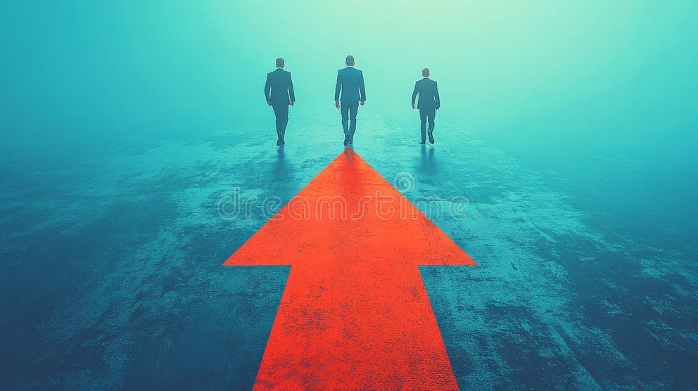 Three Professionals Walking Forward Towards a Bright Future Symbolized ...