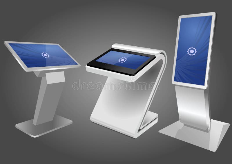 Three Promotional Interactive Information Kiosk, Advertising Display ...