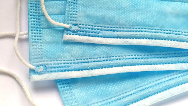 Three Protective Surgical Masks of Blue Color for the Face. Remedy for ...