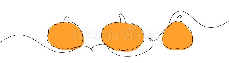 Three Pumpkins Connected by Curly Vines Illustration Stock Vector ...