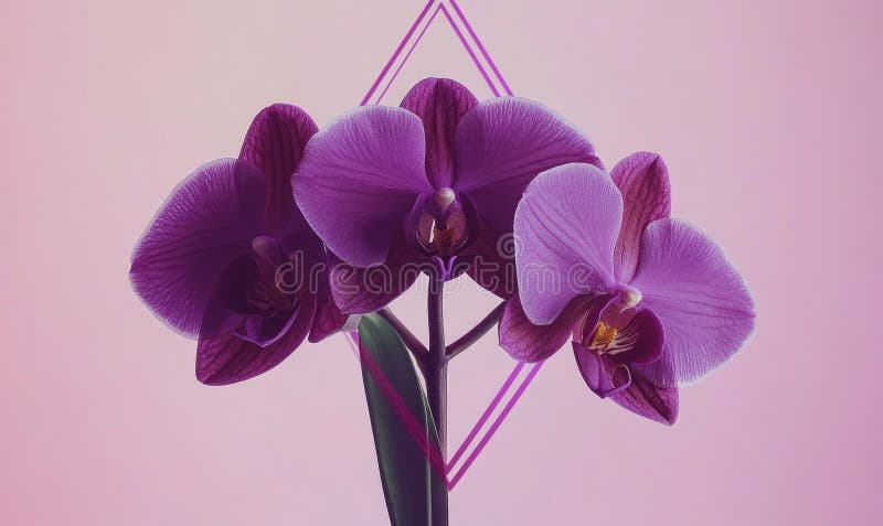 Three Purple Orchids are in a Triangular Shape Stock Photo - Image of ...