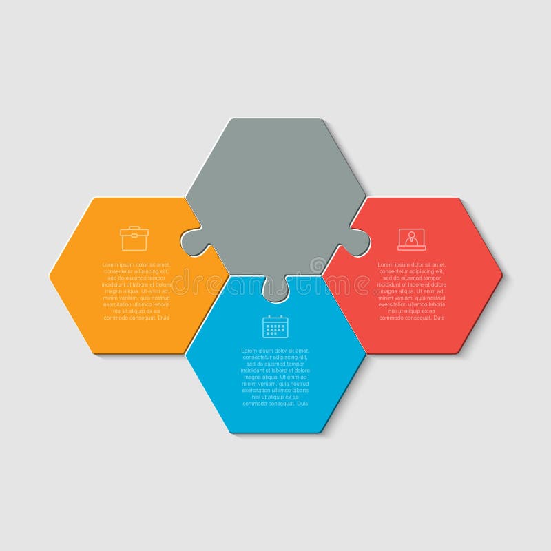 Three Puzzle Jigsaw Hexagon Line Info Graphic. Stock Vector ... Three Puzzle Jigsaw Hexagon Line Info Graphic. Stock Vector ...