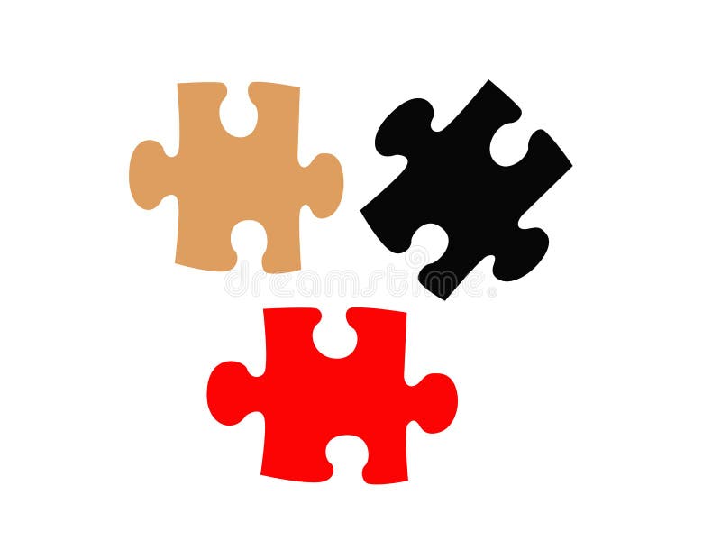 Three Puzzle Pieces Business Presentation Isolated on White Background ...