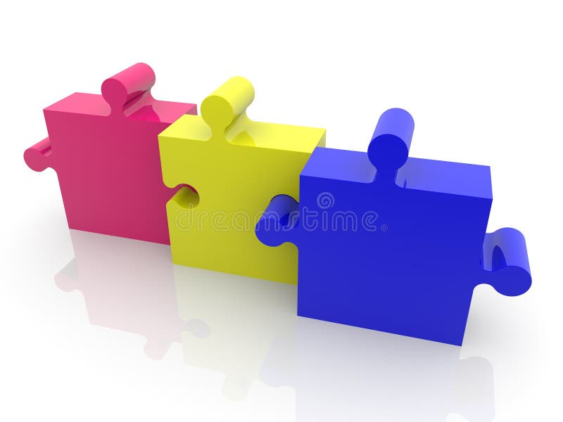 Three Connected Puzzle Pieces Stock Illustrations – 233 Three Connected ...