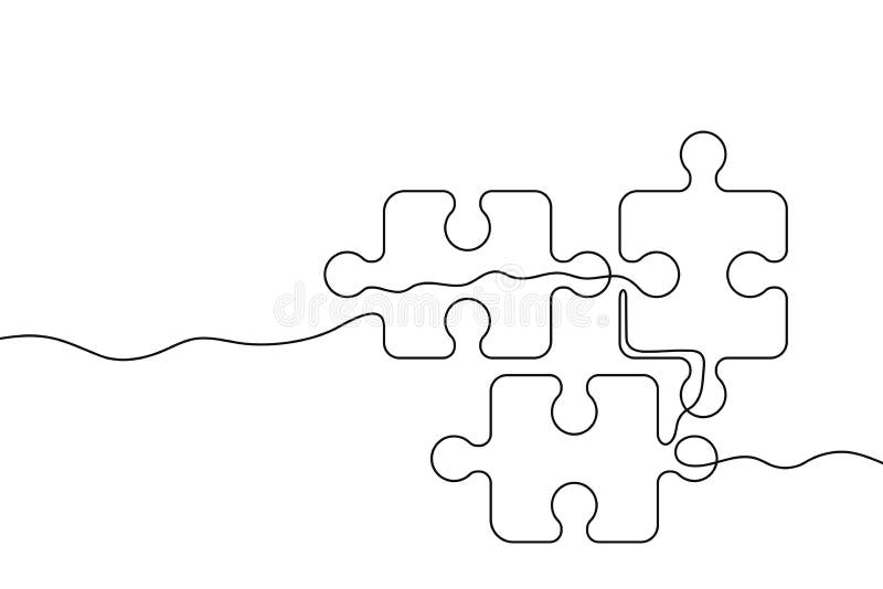 Continuous Line Drawing Puzzle Pieces Stock Illustrations – 125 ...