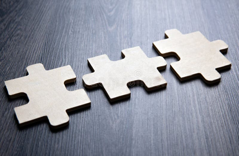 Three Puzzle Pieces in a Row Stock Image - Image of background, partner ...