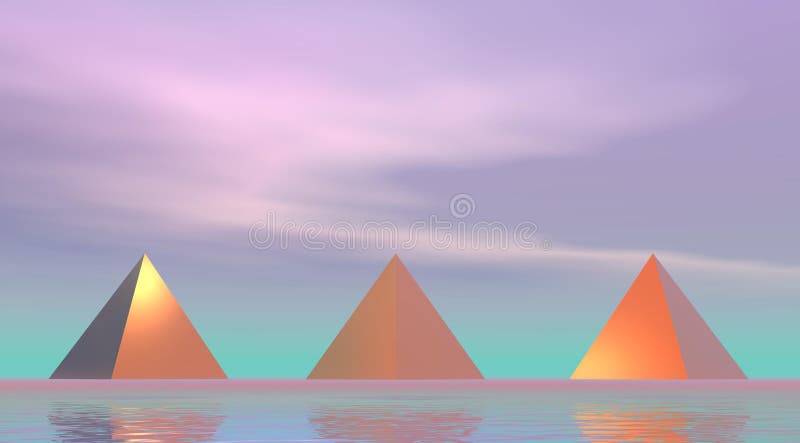 Three pyramids stock illustration. Illustration of sunrise - 10734328